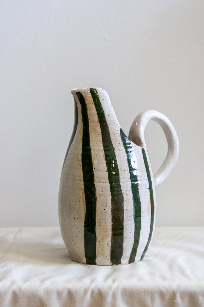 White + Green Speckled Pitcher | Sarah Glass Ceramics